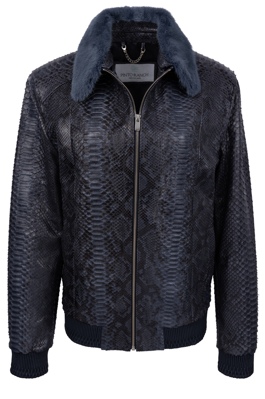 Pinto Ranch Navy Python Western Bomber Jacket | Pinto Ranch