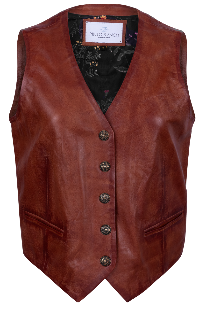 Pinto Ranch Classic Brown Leather Western Vest | Pinto Ranch