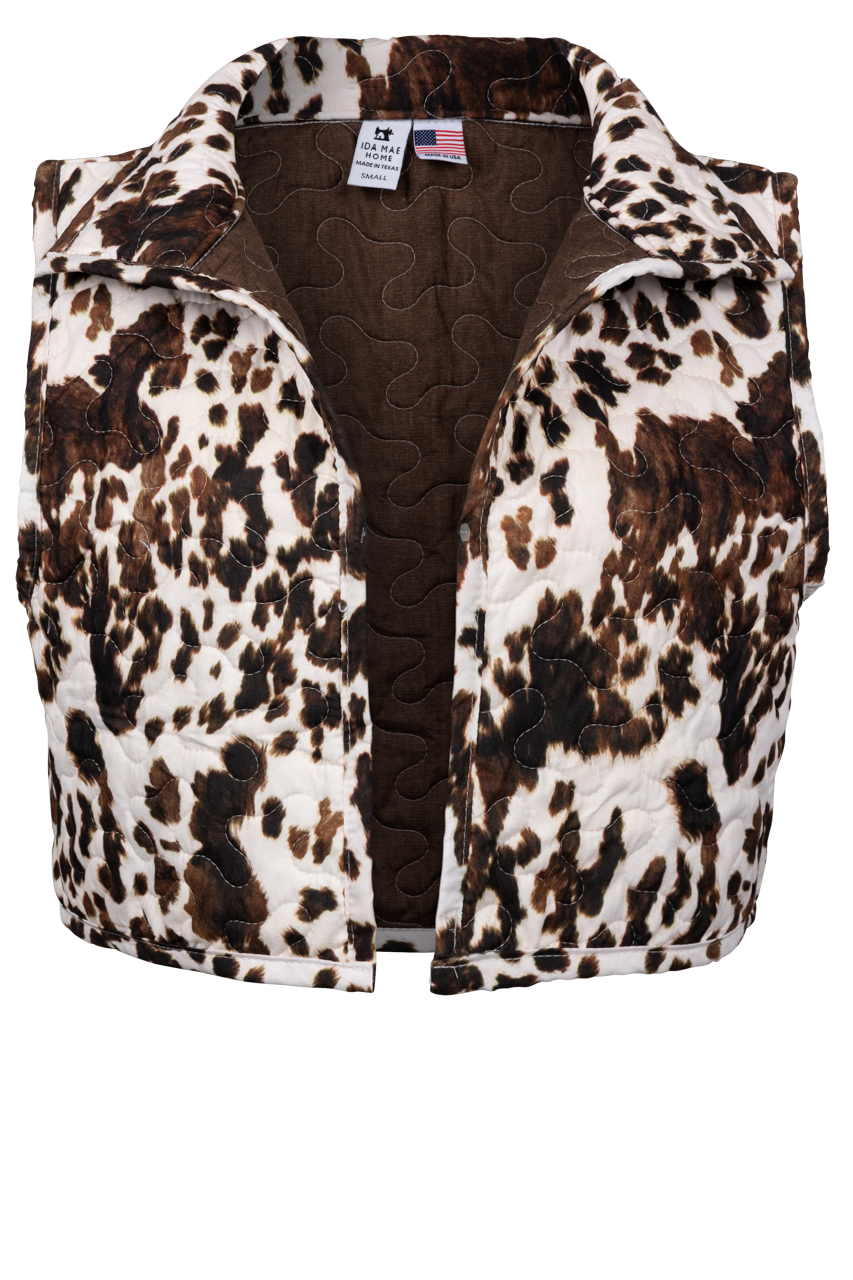 Ida Mae Bella Hide Brown Quilted Western Vest | Pinto Ranch