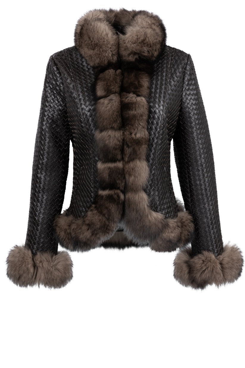 Pinto Ranch Brown Leather Woven Western Jacket | Pinto Ranch