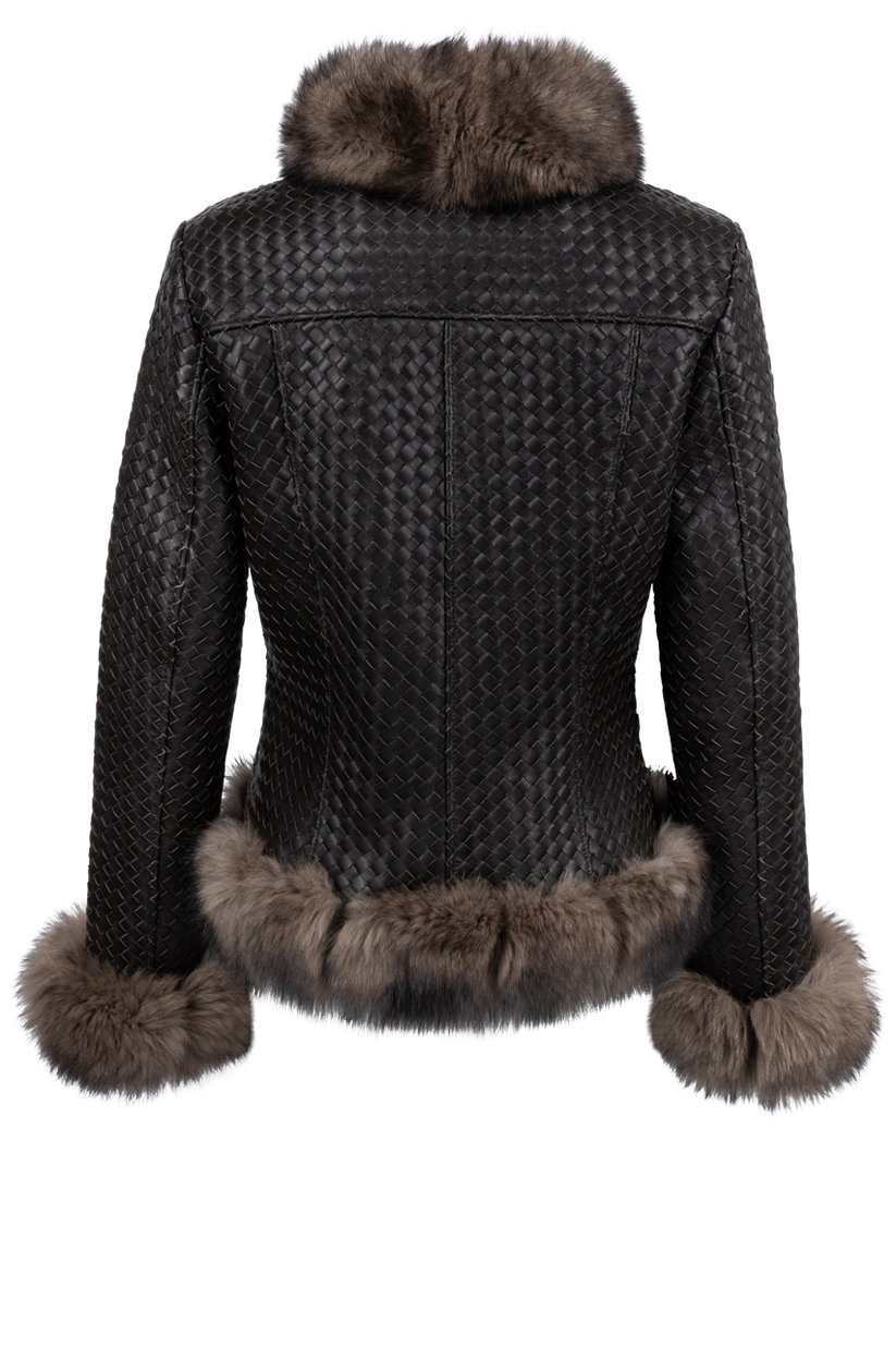 Pinto Ranch Brown Leather Woven Western Jacket | Pinto Ranch
