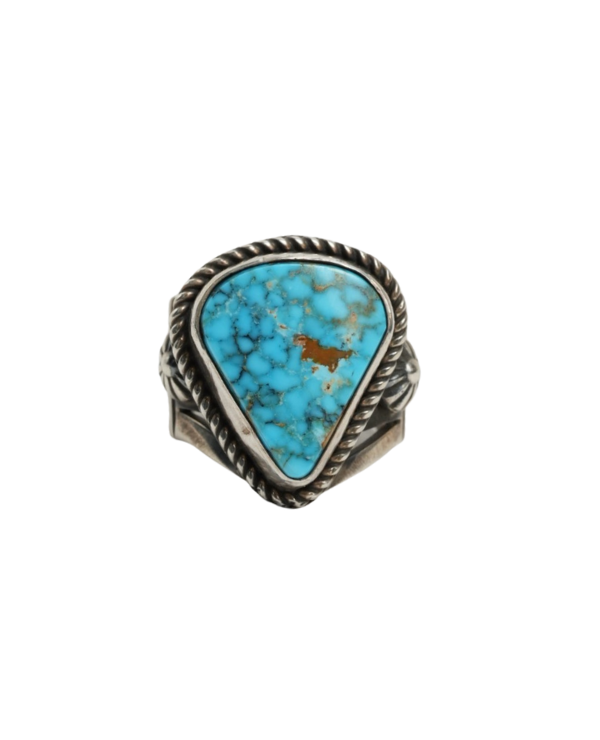 Engraved Navajo Turquoise Ring | Pinto Ranch