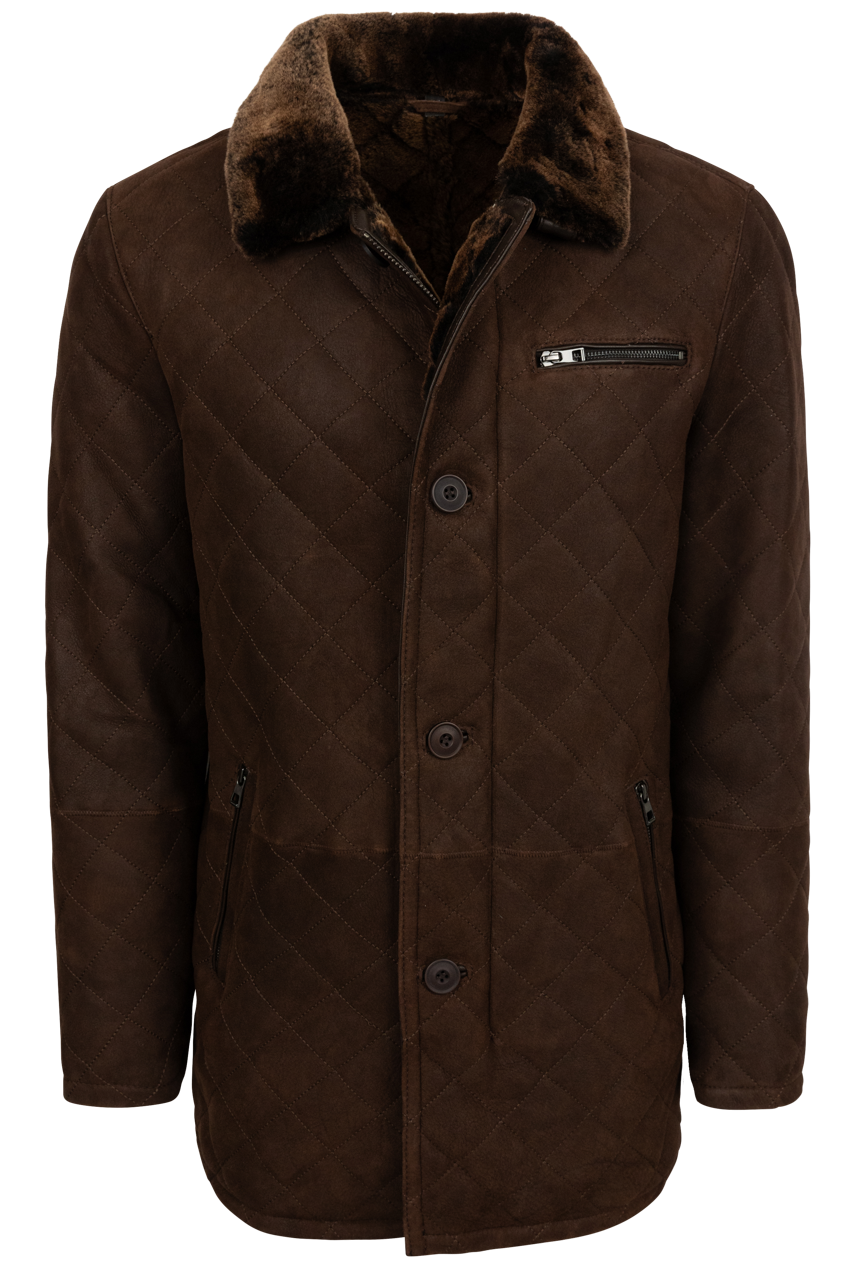 Pinto Ranch Dark Chocolate Quilted Shearling Western Coat | Pinto Ranch