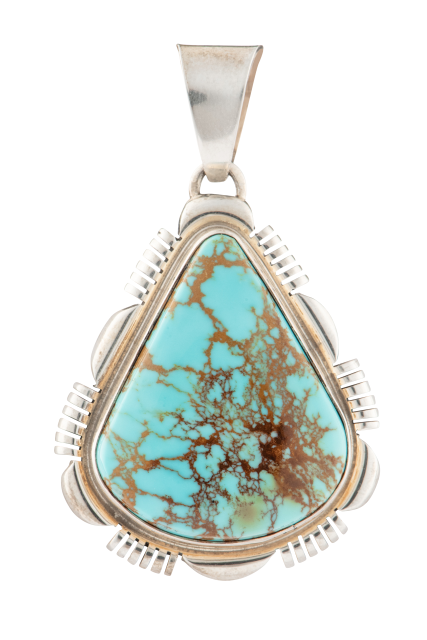 Turquoise and Silver Teardrop Pendant | Pinto Ranch