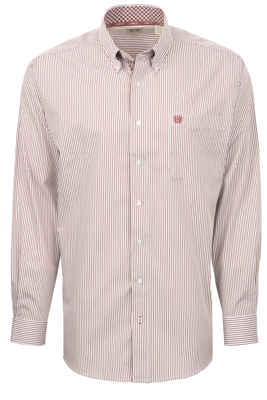 Cinch Striped Burgundy Button-Front Western Shirt | Pinto Ranch