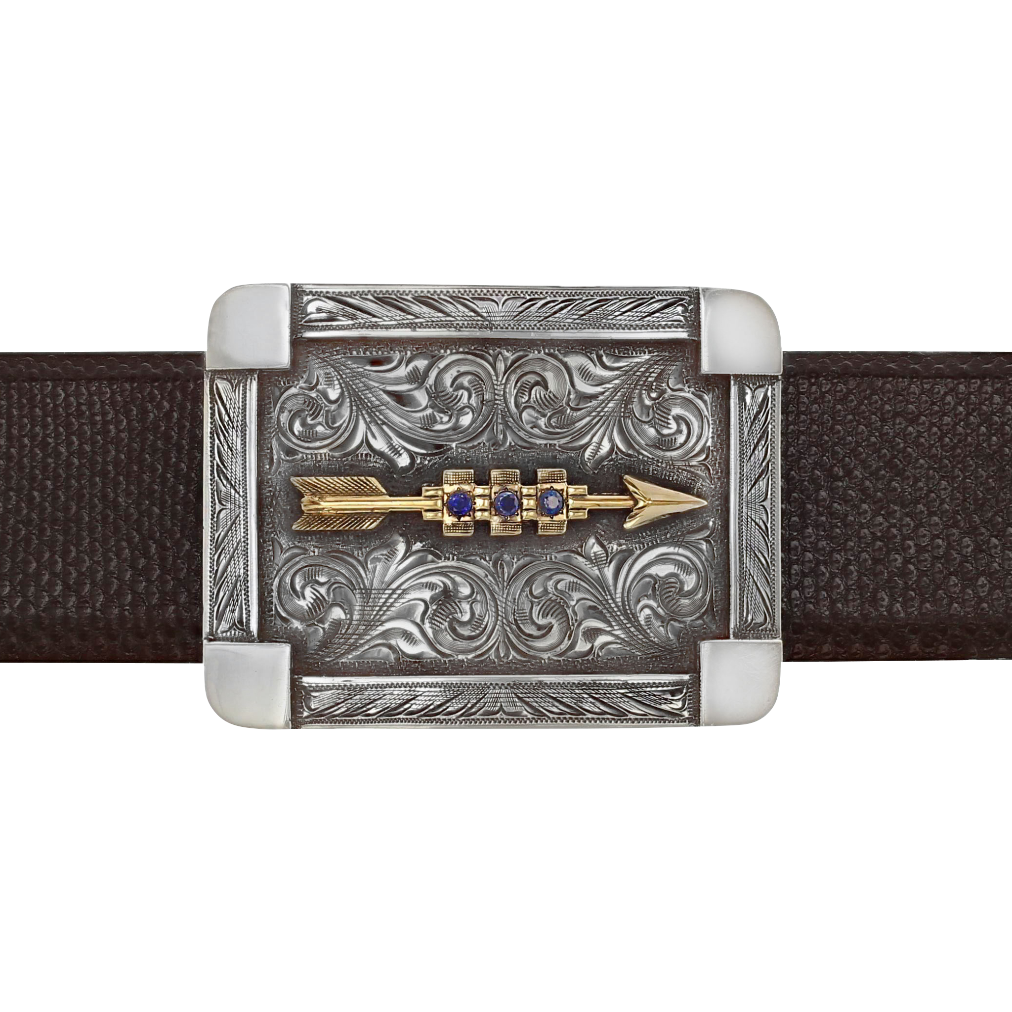 Clint Orms 1.5" Gold Arrow & Sapphire Western Trophy Buckle | Pinto Ranch