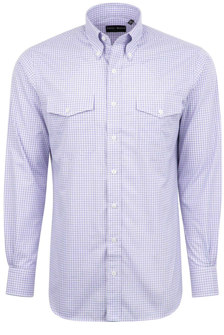 Pinto Ranch YY Collection Purple Checked Poplin Button-Front Western ...