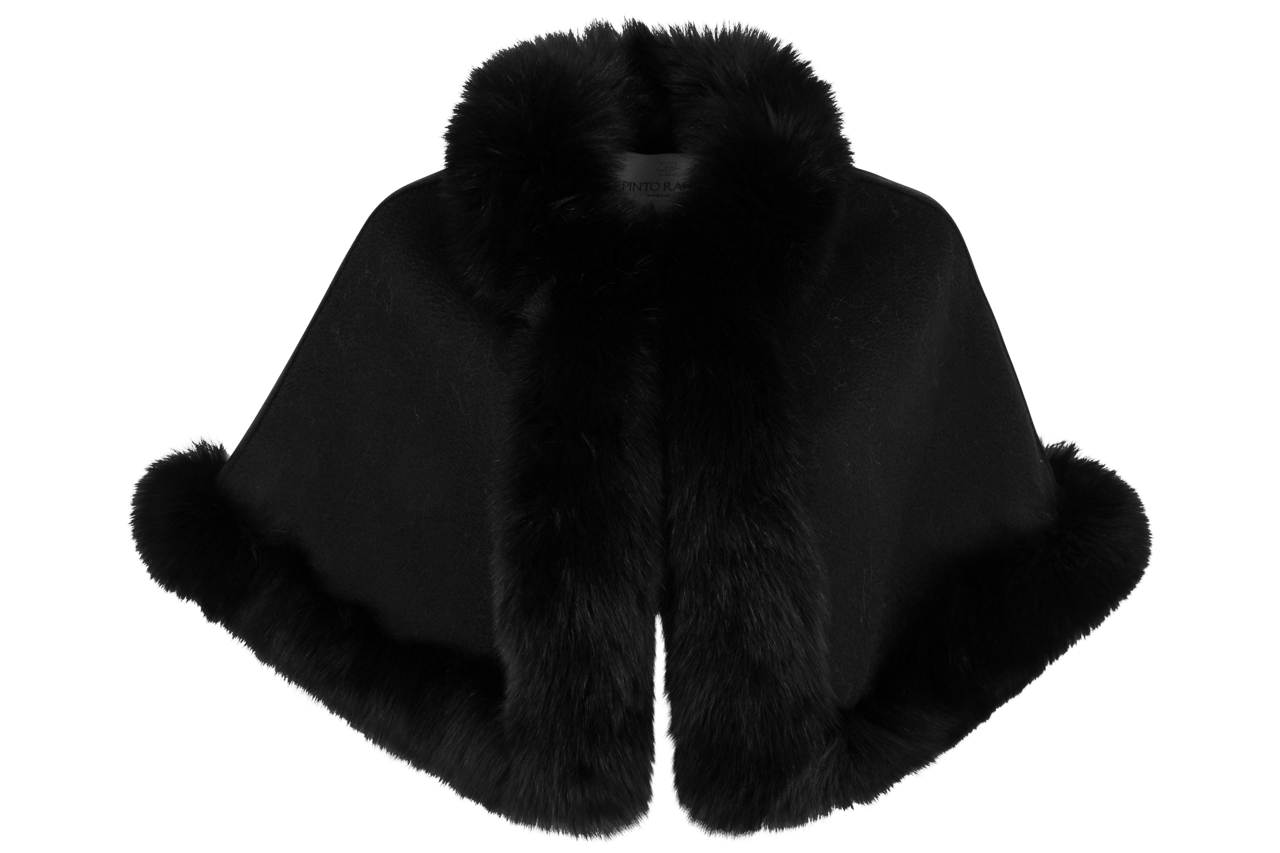 Pinto Ranch Black Cashmere and Fox Fur Western Stole | Pinto Ranch