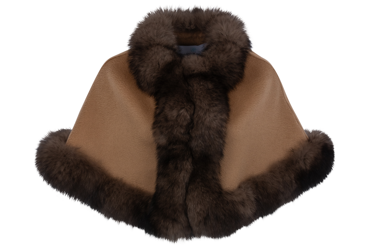 Pinto Ranch Dark Brown Cashmere and Fox Fur Western Stole | Pinto Ranch