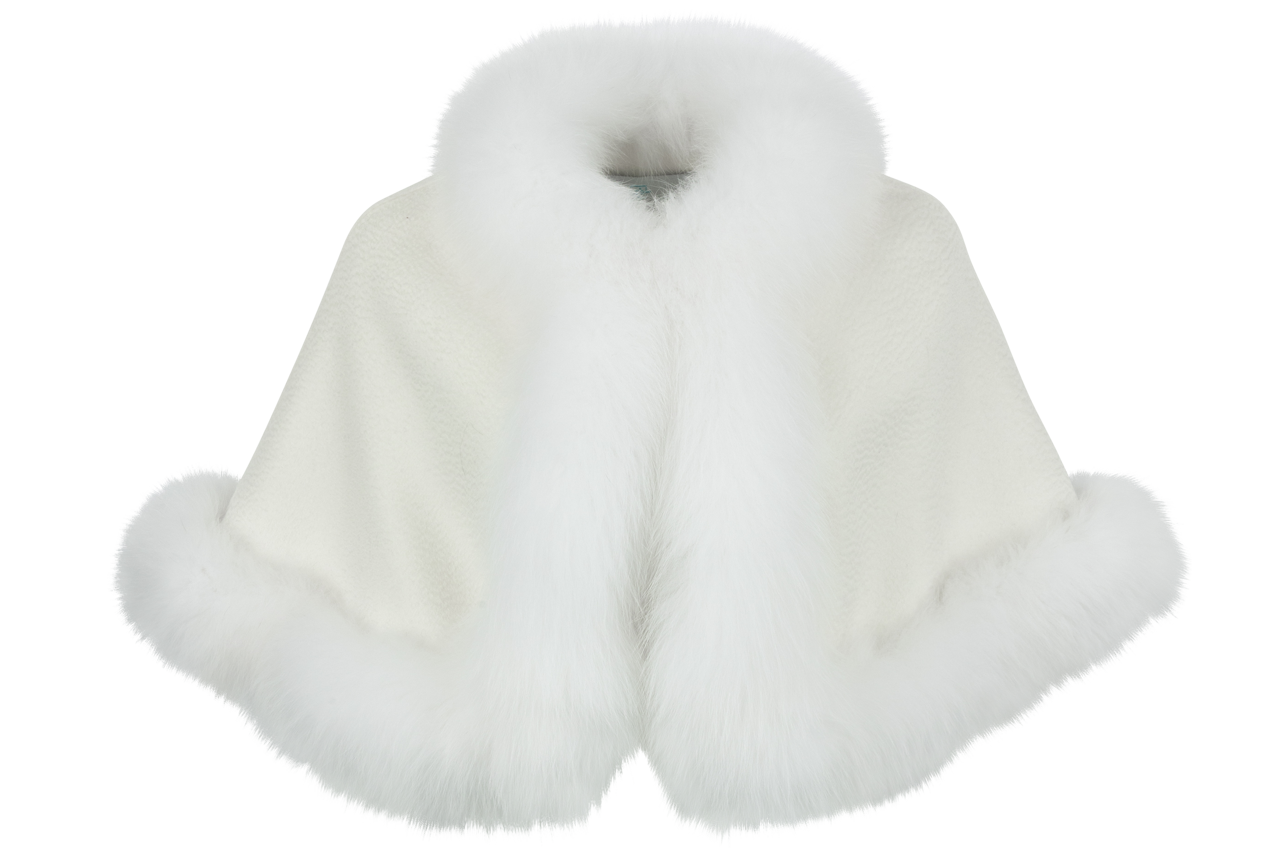 Pinto Ranch White Cashmere and Fox Fur Western Stole | Pinto Ranch