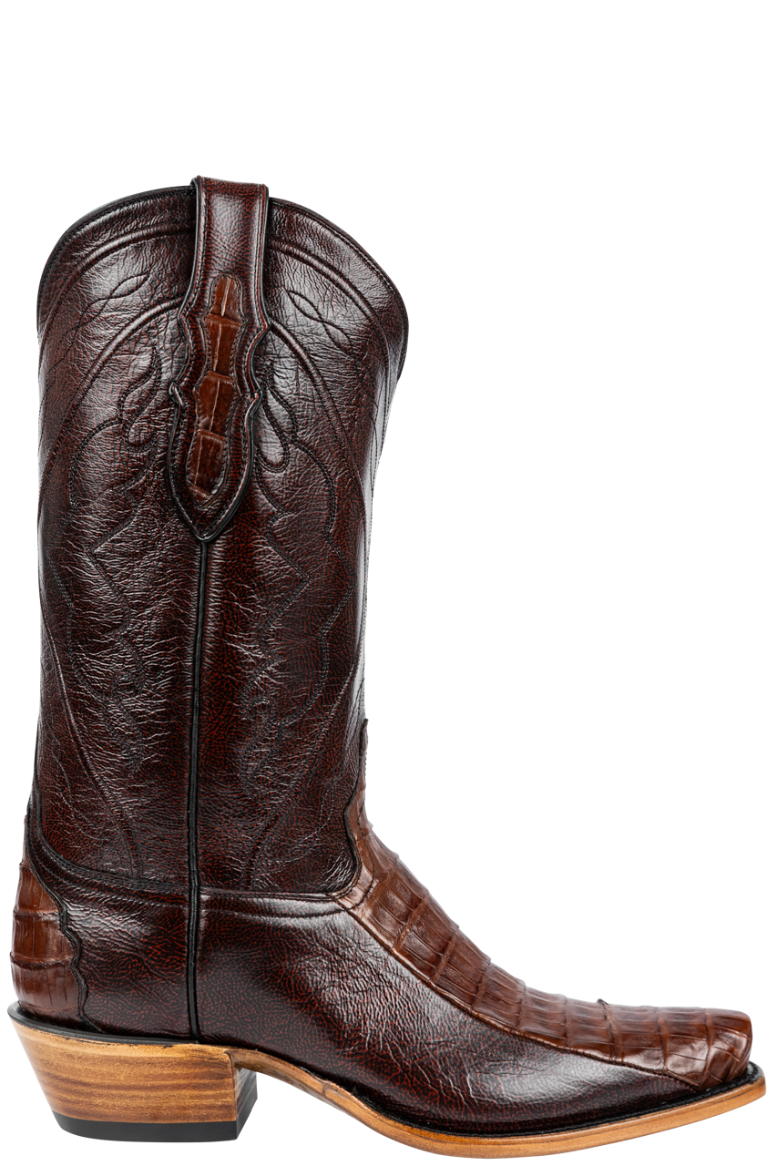 Tony Lama Black Cherry Caiman & Goat Cowboy Boots | Pinto Ranch