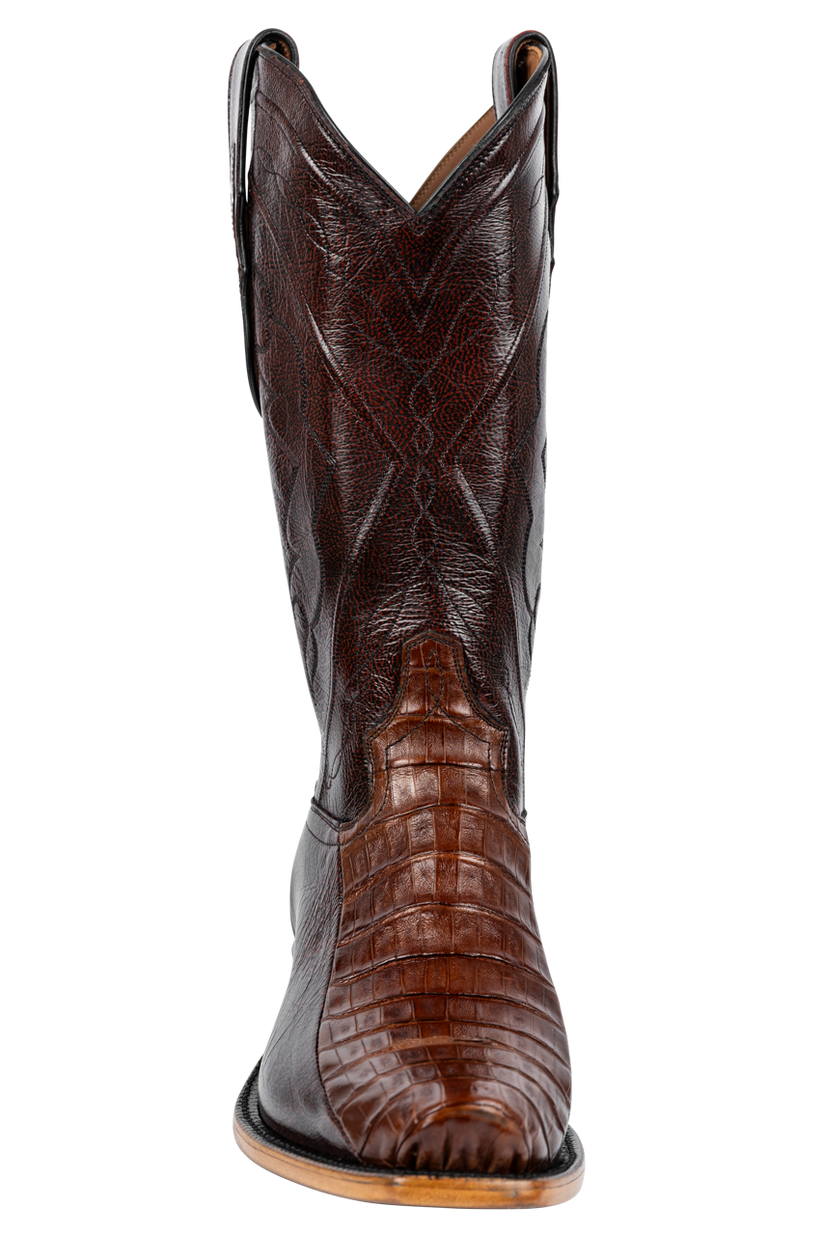 Tony Lama Black Cherry Caiman & Goat Cowboy Boots | Pinto Ranch