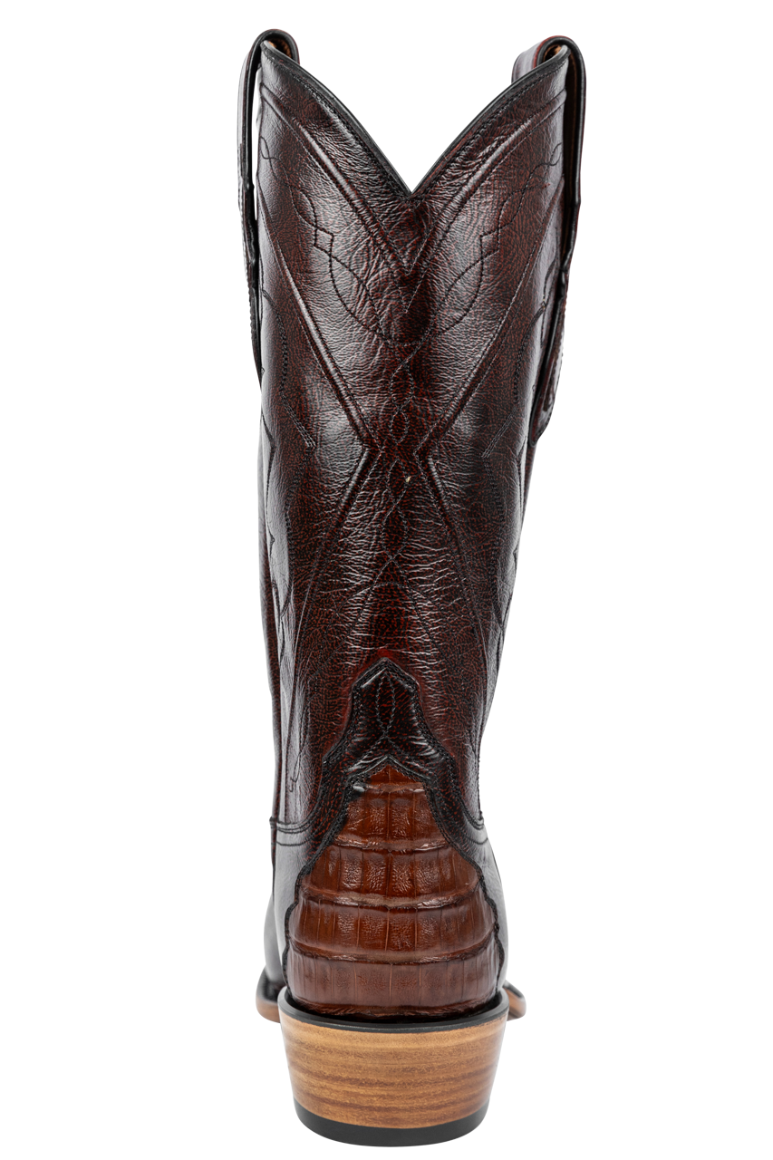 Tony Lama Black Cherry Caiman & Goat Cowboy Boots | Pinto Ranch