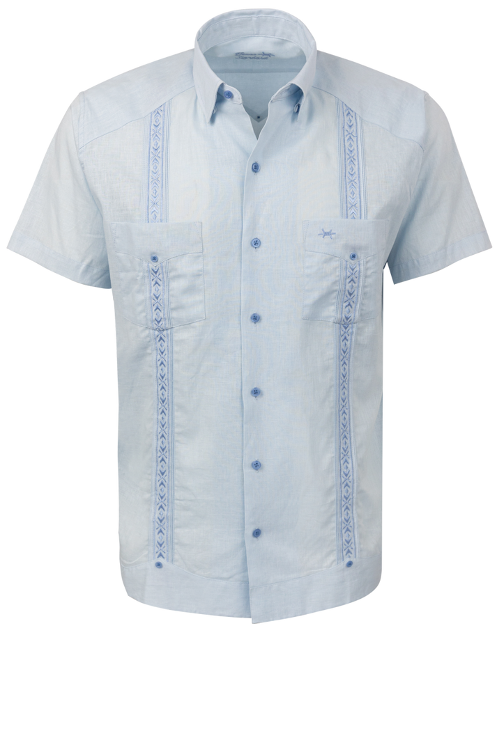 Texas Standard Sky Blue Tejas Guayabera Western Shirt | Pinto Ranch