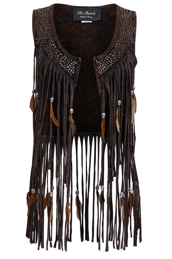 Pat Dahnke Fringe and Feather Western Vest | Pinto Ranch
