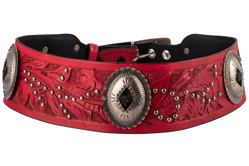 Juan Antonio Studded Red Western Belt | Pinto Ranch