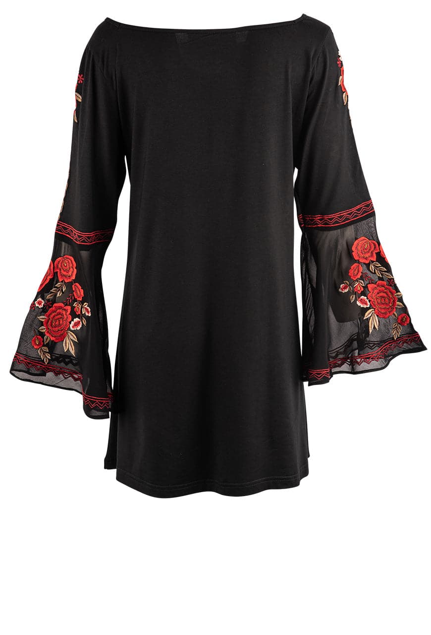 Vintage Collection Holly Floral Embroidered Black Western Tunic | Pinto ...