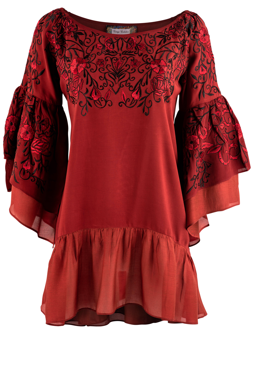 Vintage Collection Long Bonnie Red Puff-Sleeve Western Tunic | Pinto Ranch