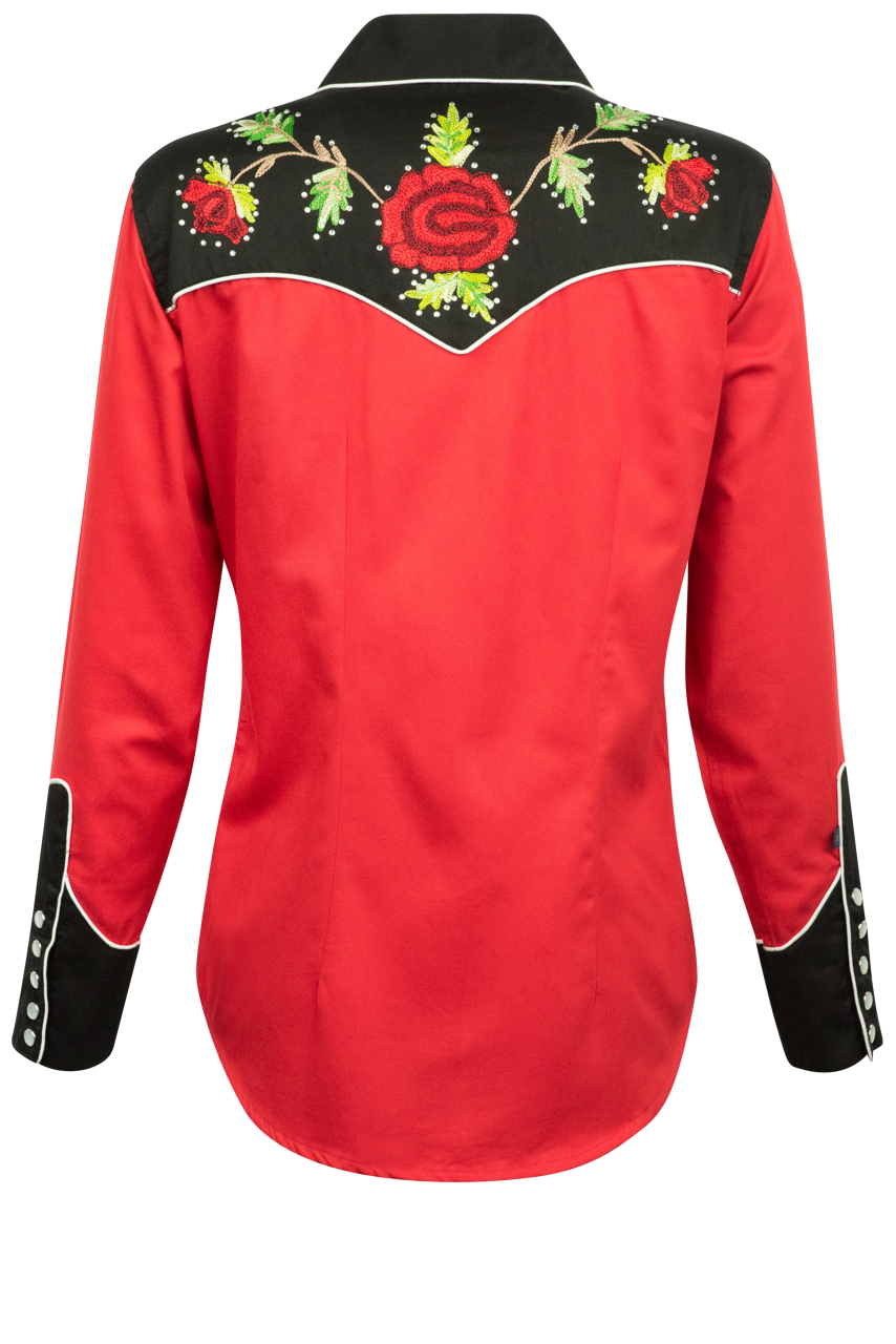 Rockmount Ranch Wear Red Roses Western Top | Pinto Ranch