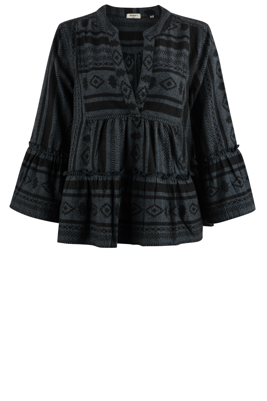 Dylan Midnight Woven Jacquard Western Blouse | Pinto Ranch