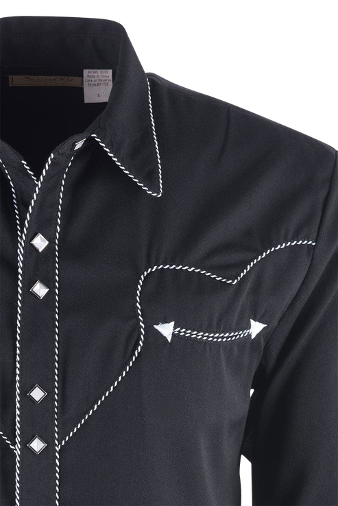 Scully Black Vintage Western Diamond Snap Front Shirt | Pinto Ranch