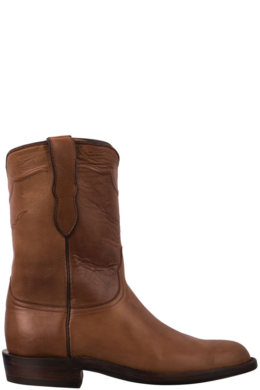 Black Jack Peanut Brown Burnished Roper Boots | Pinto Ranch