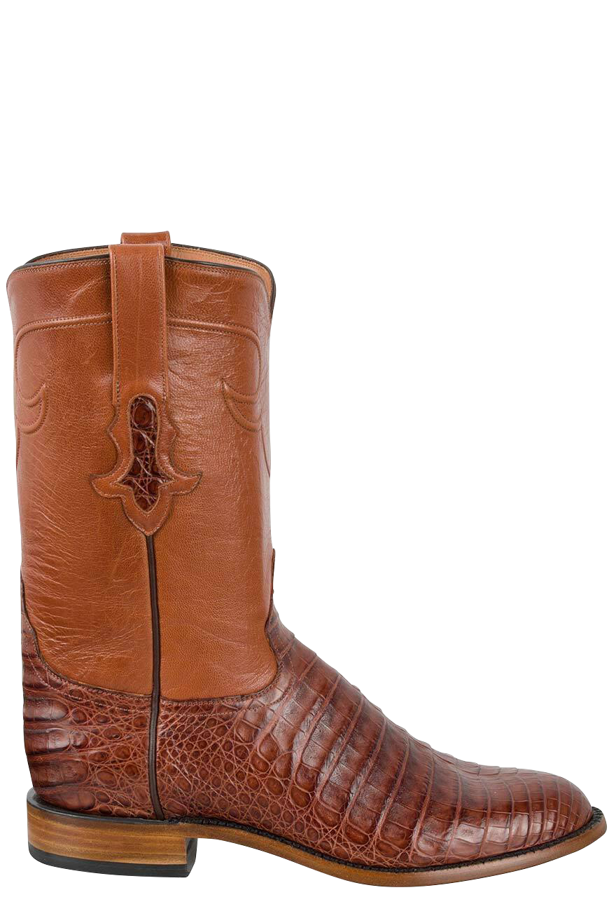 Tony Lama Men's Signature Series Cognac Caiman Belly Roper Boots ...