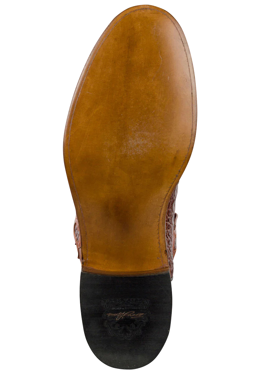Tony Lama Men's Signature Series Cognac Caiman Belly Roper Boots ...